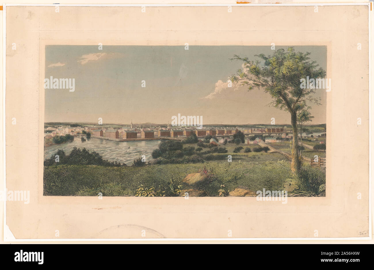 View of Lowell, Massachusetts at the confluence of the Merrimack and ...