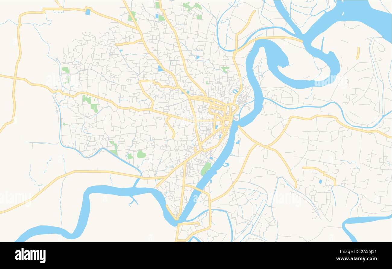 Printable street map of Barisal, Bangladesh. Map template for business ...
