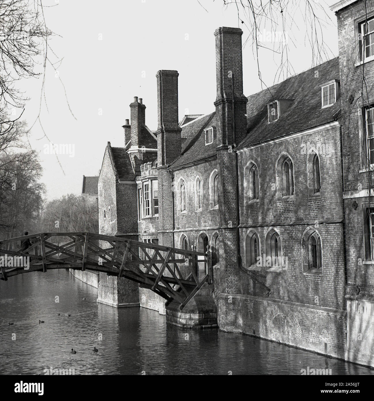 1950s, historical, a man on the so-called 'Mathematical Bridge' at ...