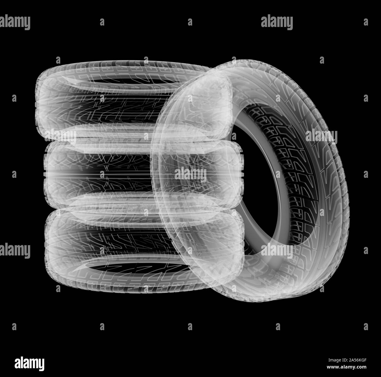 Car wheels X-Ray style. Isolated on black background. 3D illustration ...