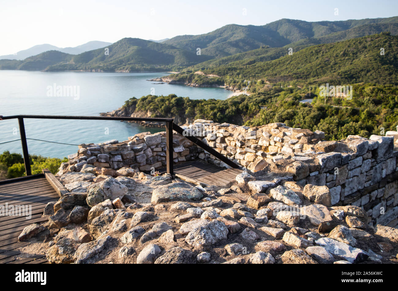 Archeological site of ancient Stagira above Olympiada, Greece Stock ...
