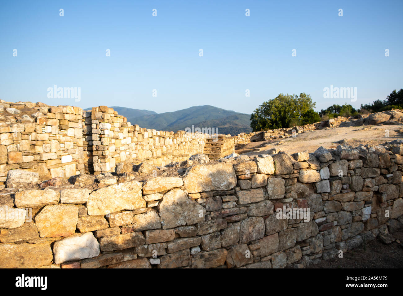 Archeological site of ancient Stagira above Olympiada, Greece Stock ...