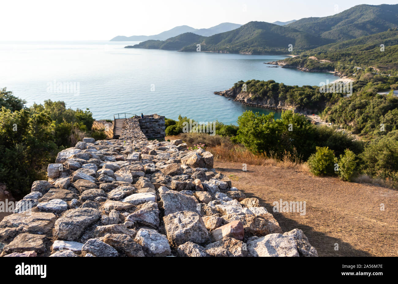 Archeological site of ancient Stagira above Olympiada, Greece Stock ...