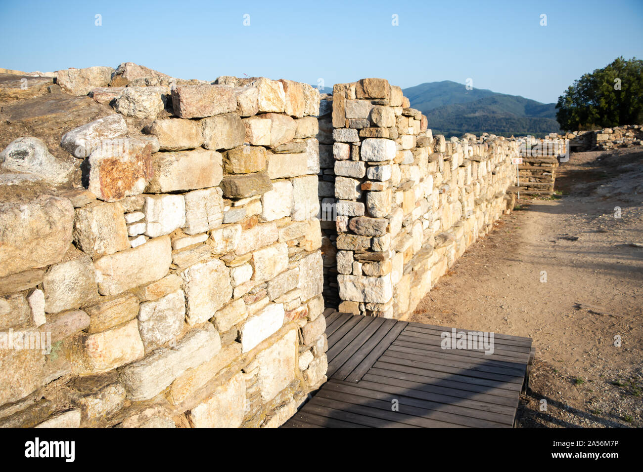 Archeological site of ancient Stagira above Olympiada, Greece Stock ...