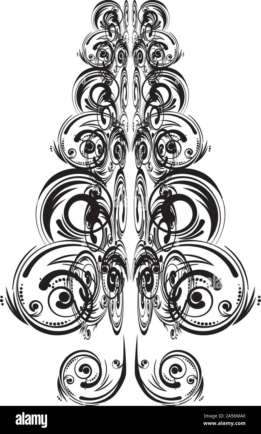 Decorative Christmas tree made of floral swirls Stock Vector Image ...