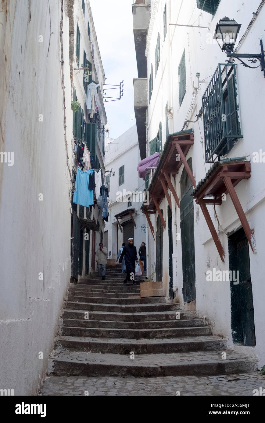 Narrow stairway in the Kasbah, old Algiers, Algeria, December 2007 ...