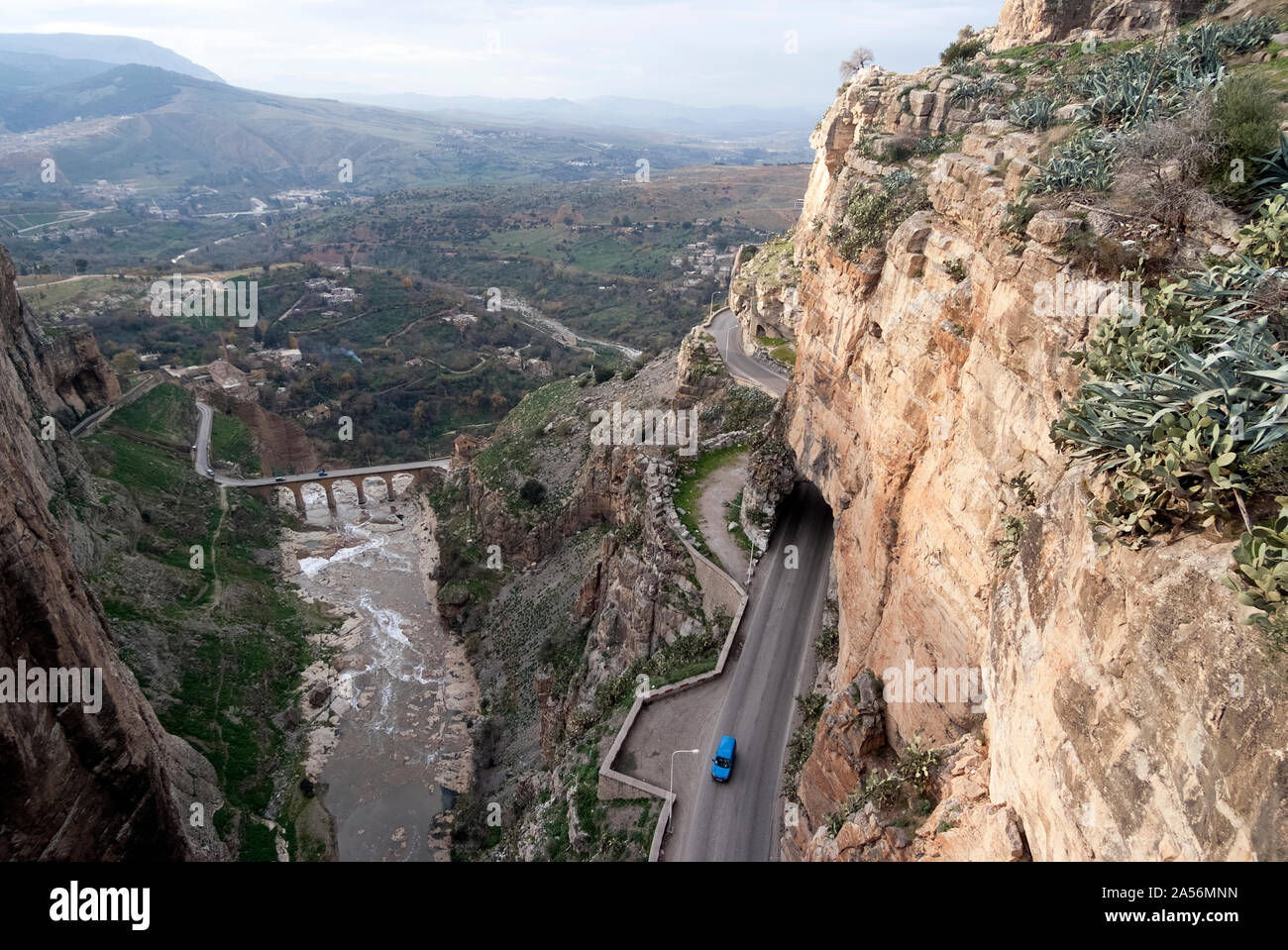 The large natural gorge which splits the city of Constantine, Algeria ...