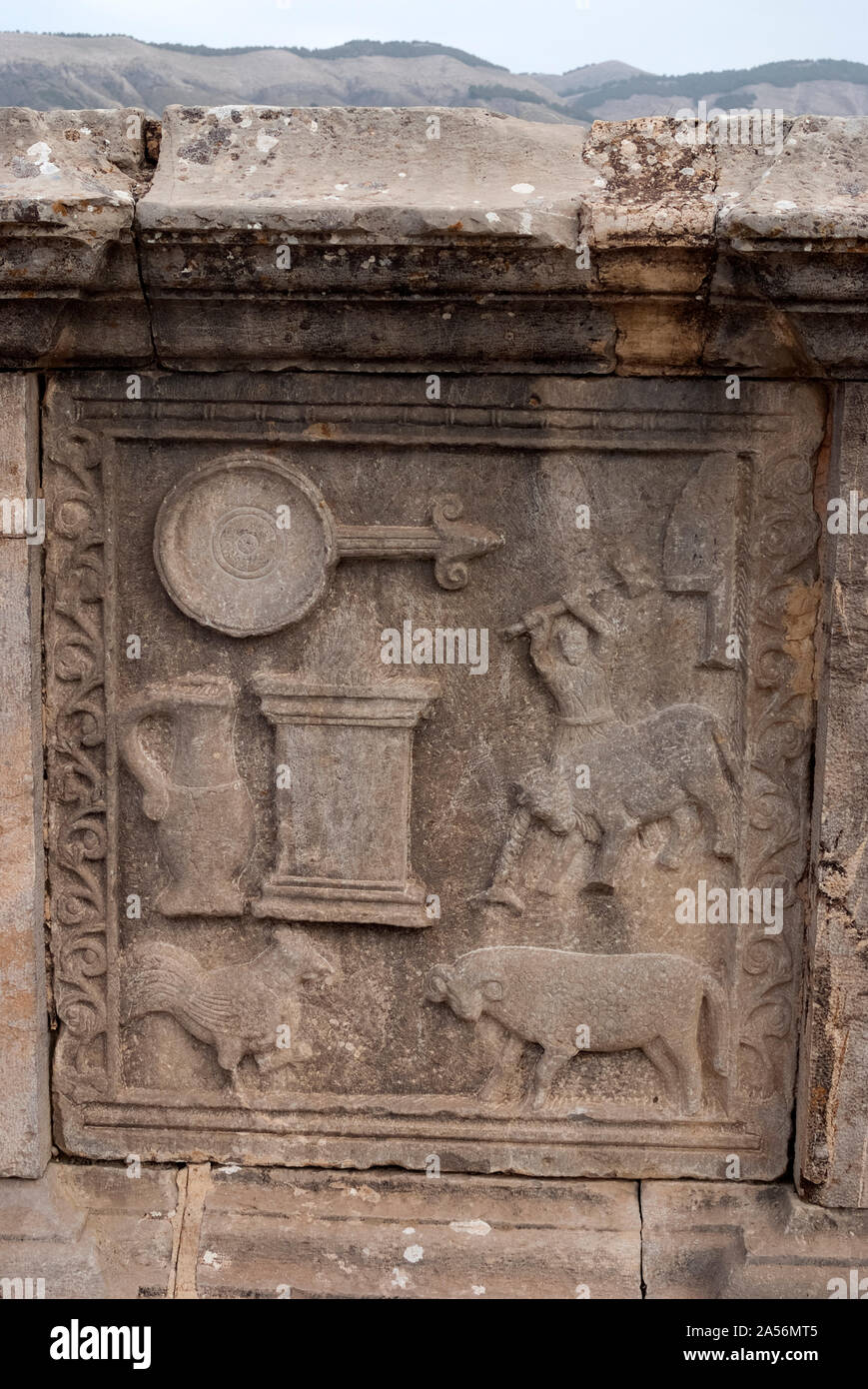 Inscription showing the profession of the shop (butcher?), ancient ...