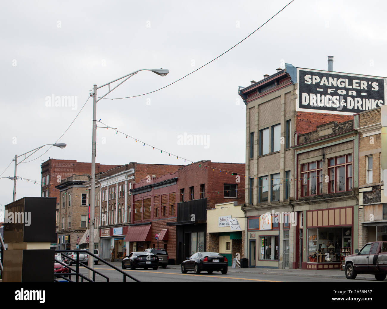 View of downtown Princeton, West Virginia, including an old sign from a ...
