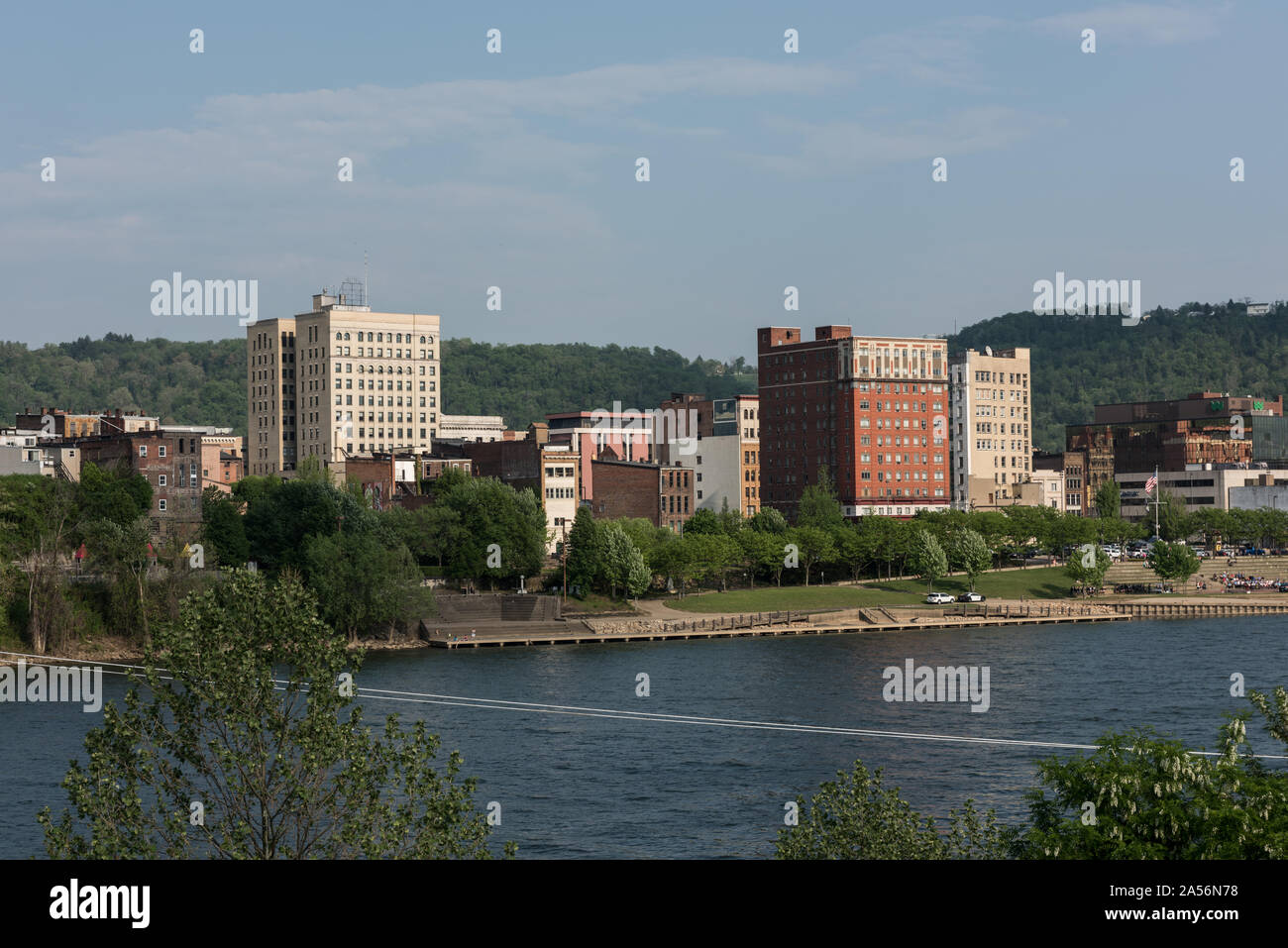 View of downtown Wheeling, West Virginia, from Wheeling Island, part of ...
