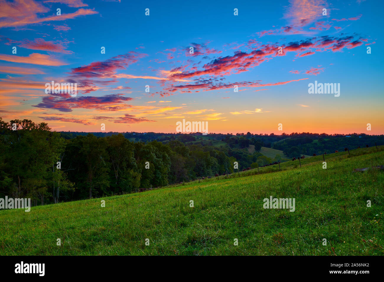 Sunset Over an Open Field Stock Photo - Alamy