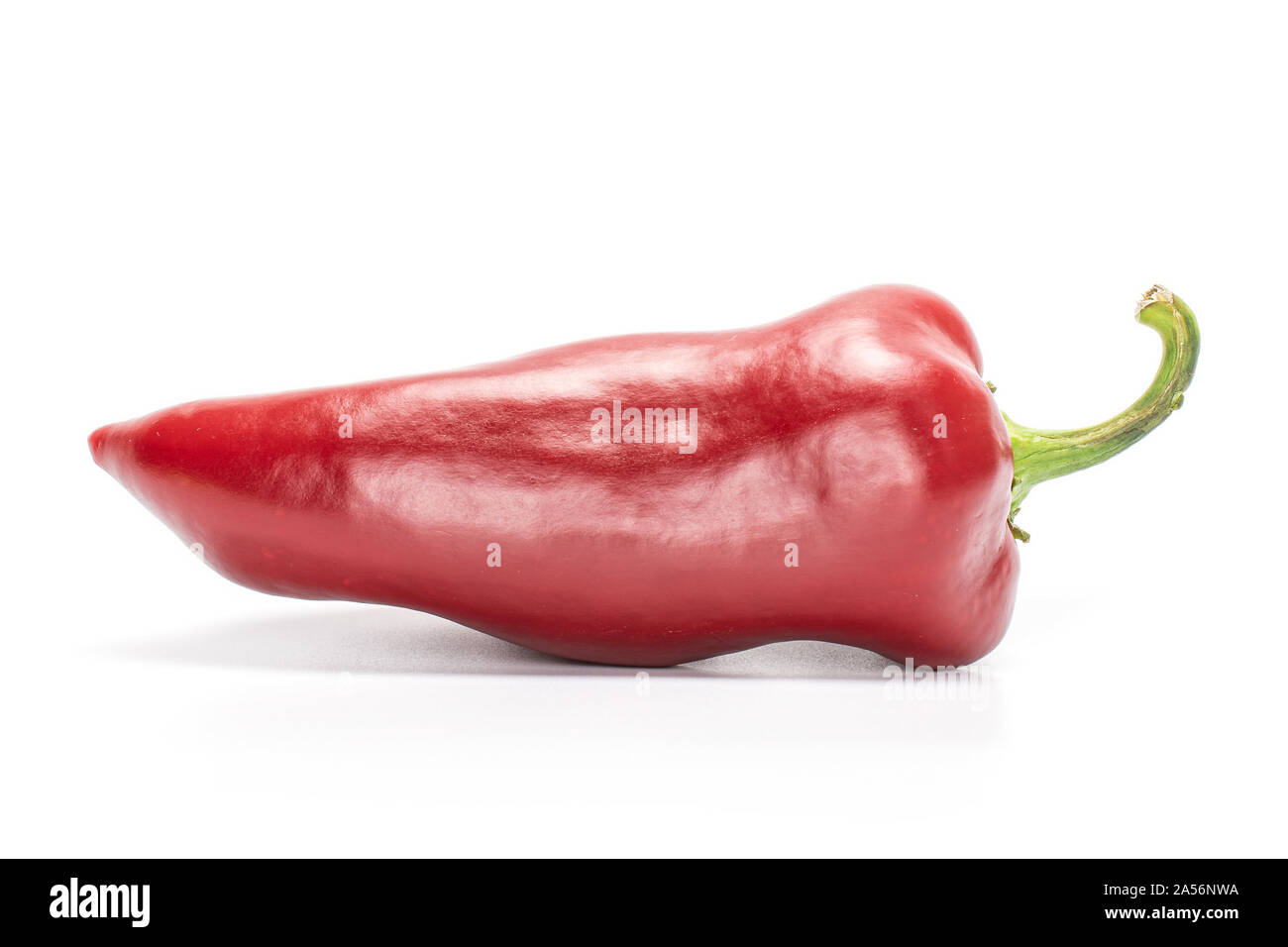 One whole sweet red bell pepper isolated on white background Stock ...