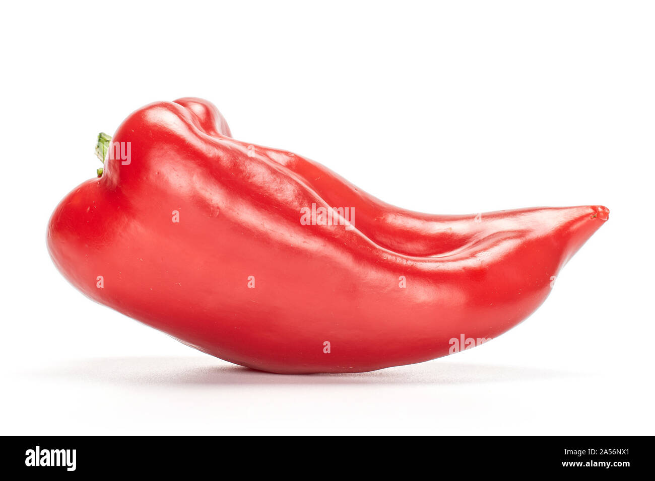 One whole sweet red bell pepper isolated on white background Stock ...