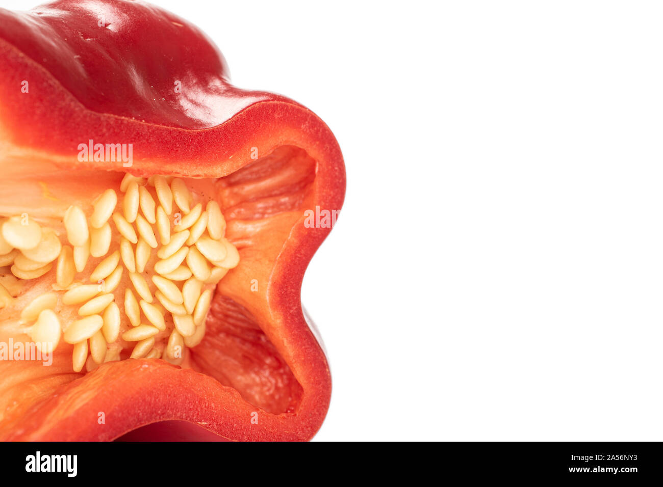 One half of sweet red bell pepper isolated on white background Stock ...