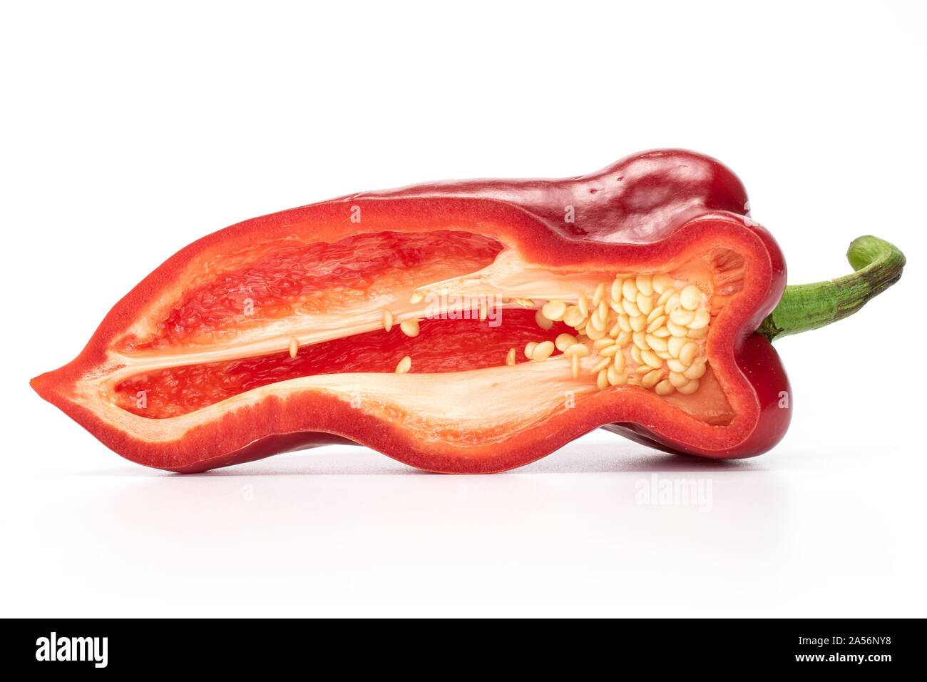 One half of sweet red bell pepper isolated on white background Stock ...