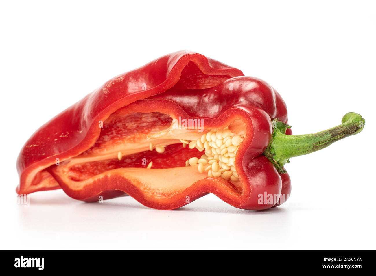 Group of two halves of sweet red bell pepper isolated on white ...