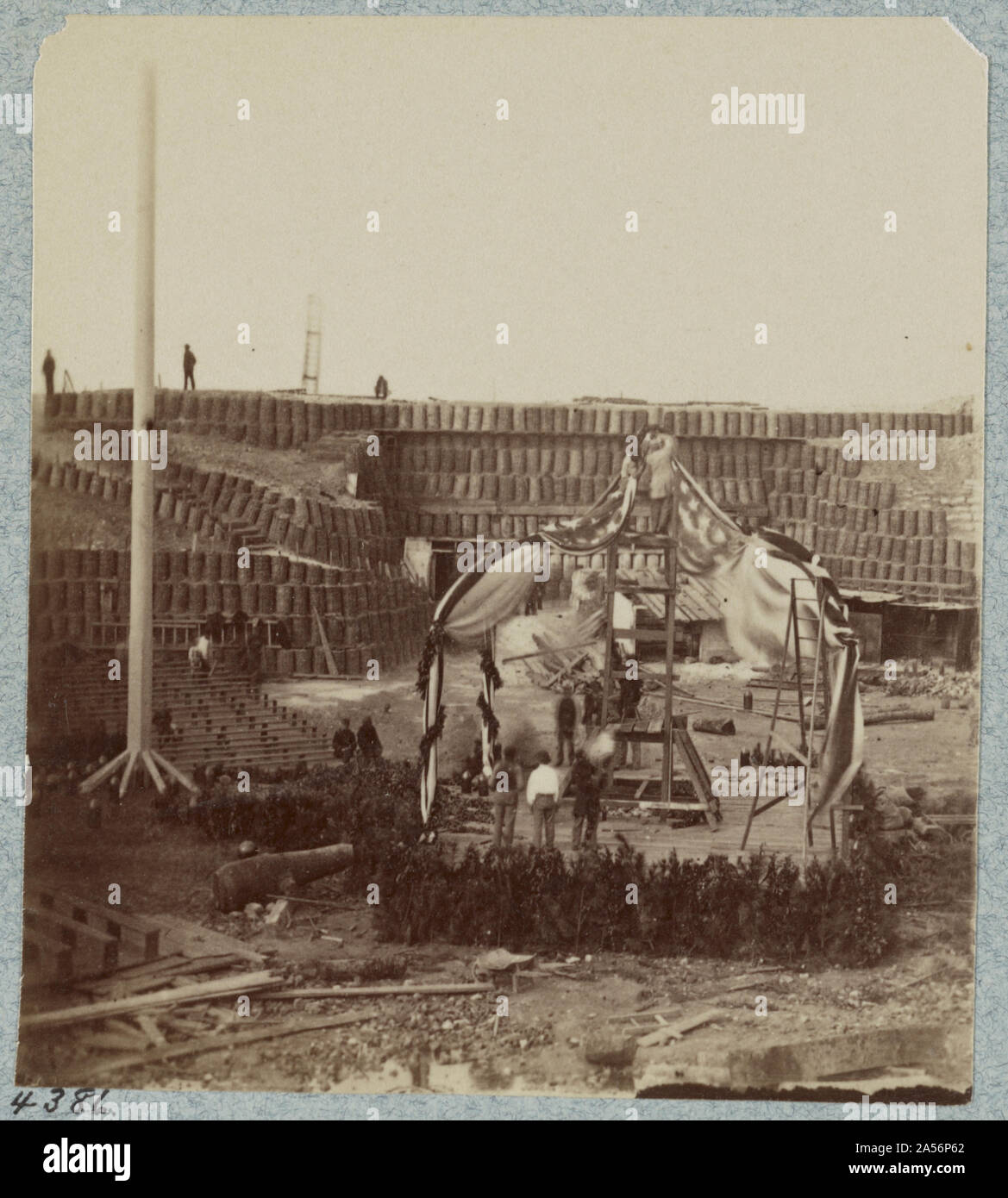 View of set up for raising the old flag at Fort Sumter, April 14, 1865 ...