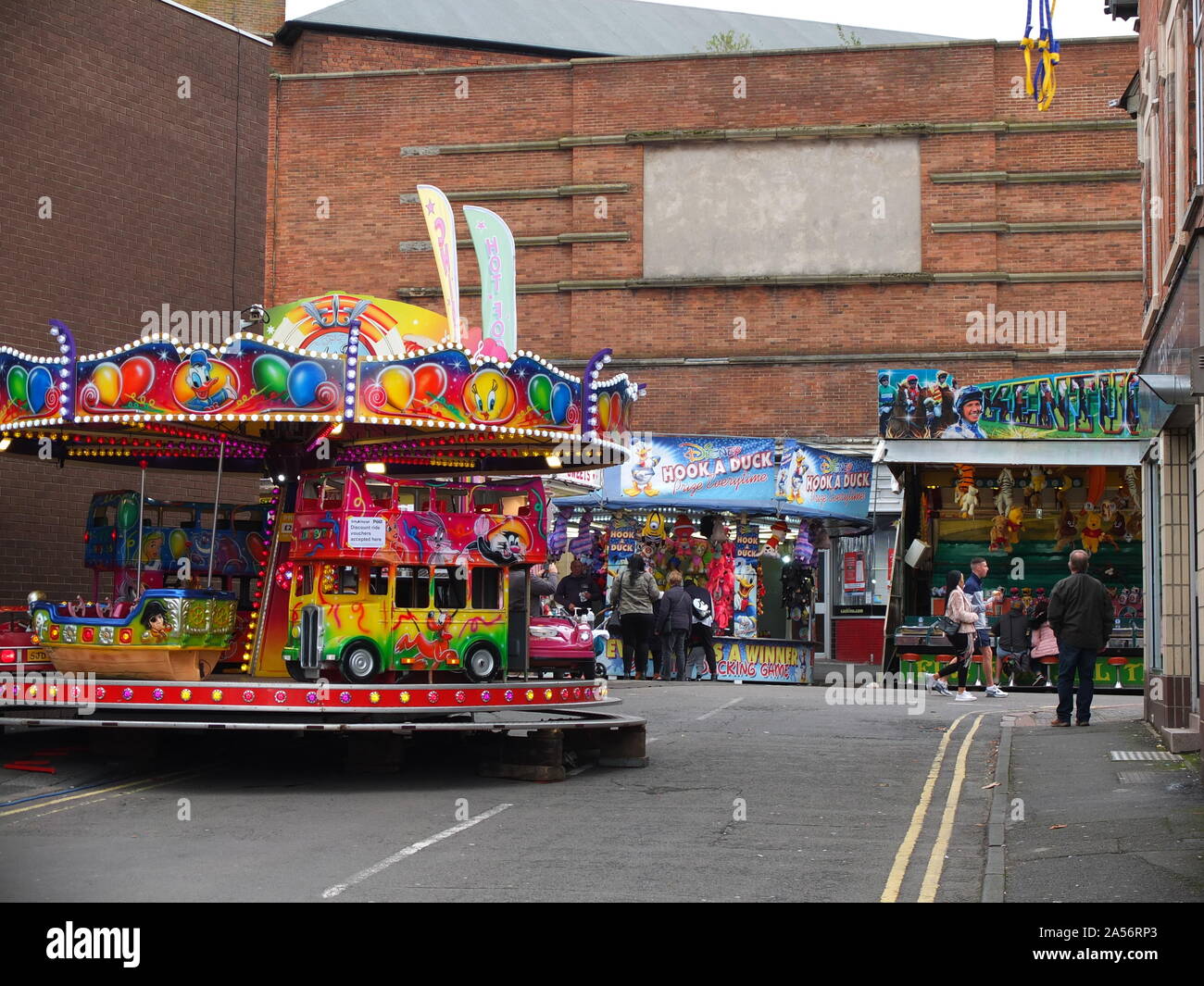 Rides at Ilkeston Charter Fair, Derbyshire 2019. It is one of the ...