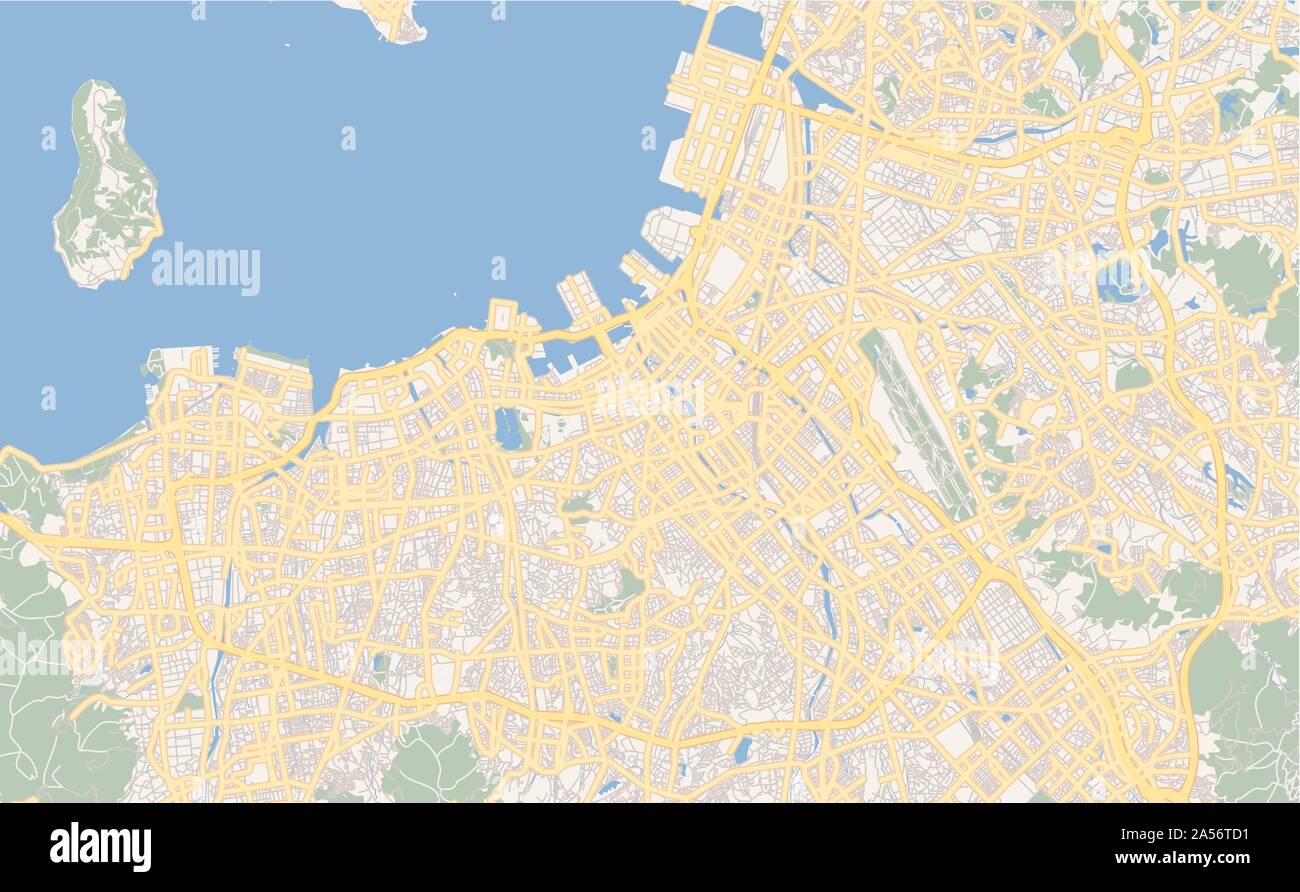 Printable street map of Fukuoka, Prefecture Fukuoka, Japan. Map ...
