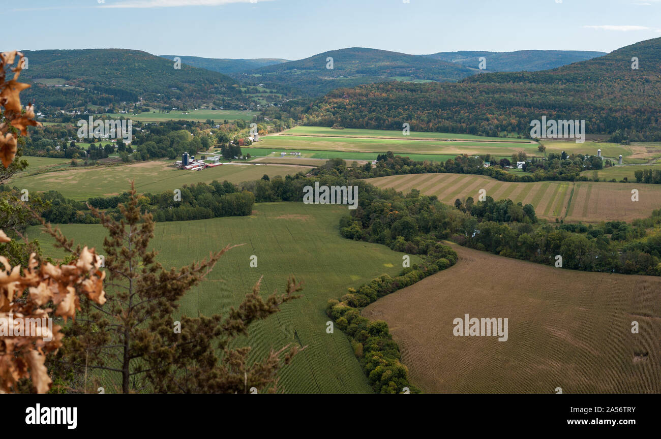 Valley Landscape With Fields and Farm Stock Photo - Alamy