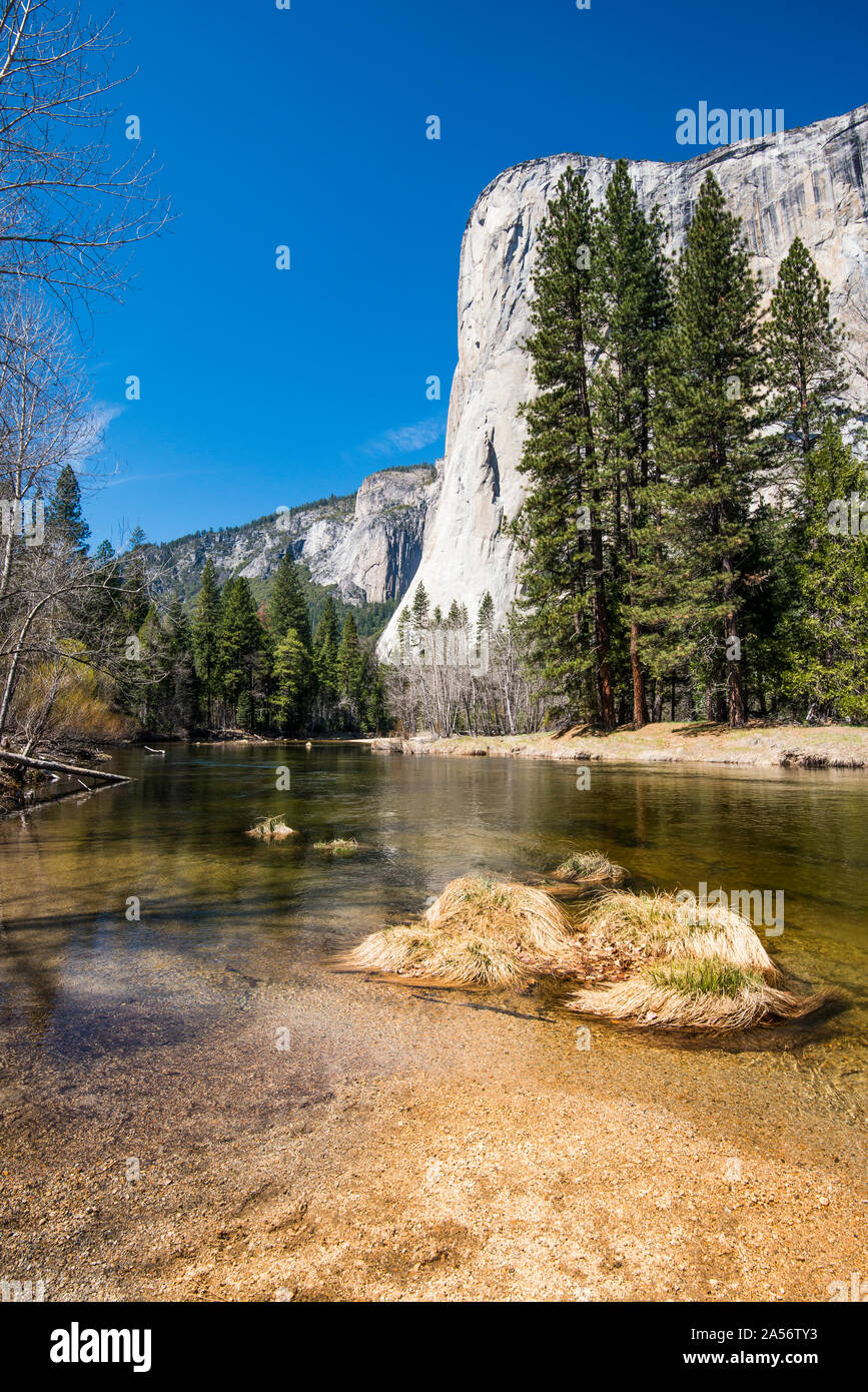 El Capitan With The Merced River Stock Photo - Alamy