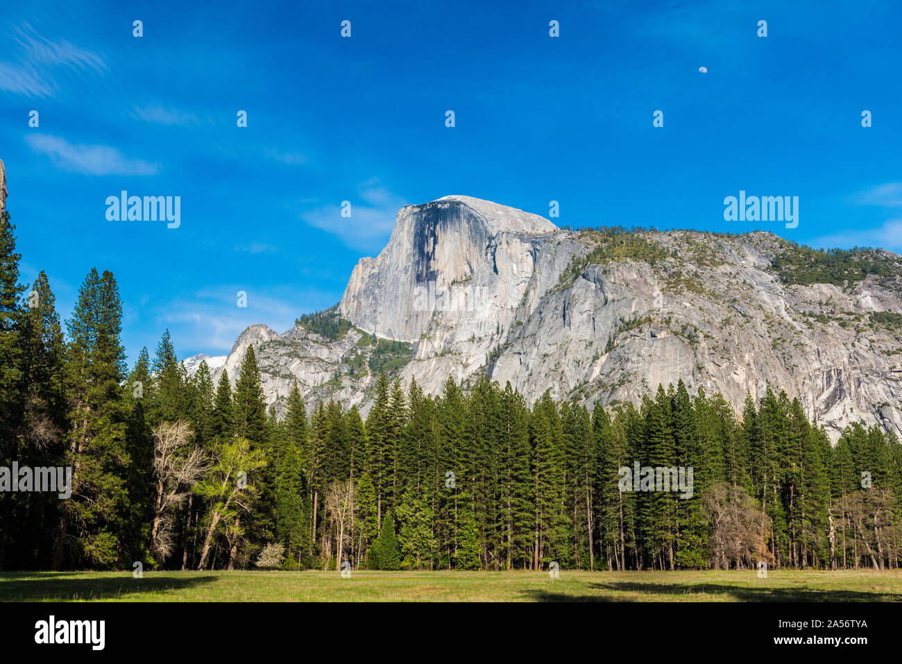 Half Dome with Moon Stock Photo - Alamy