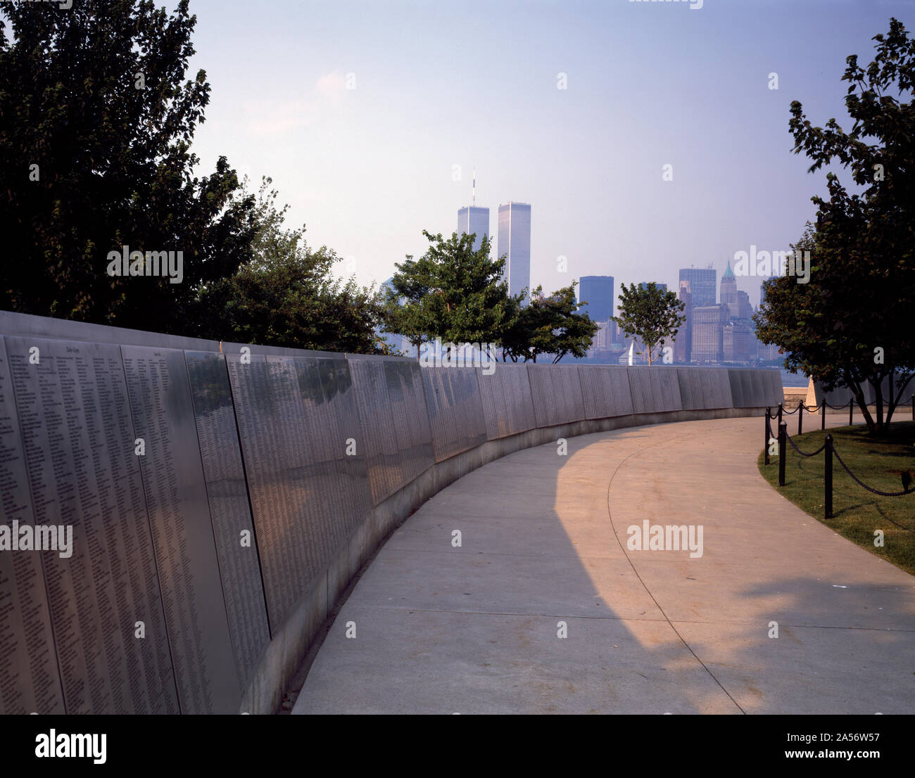 View of the World Trade Center Twin Towers, New York, in the distance ...