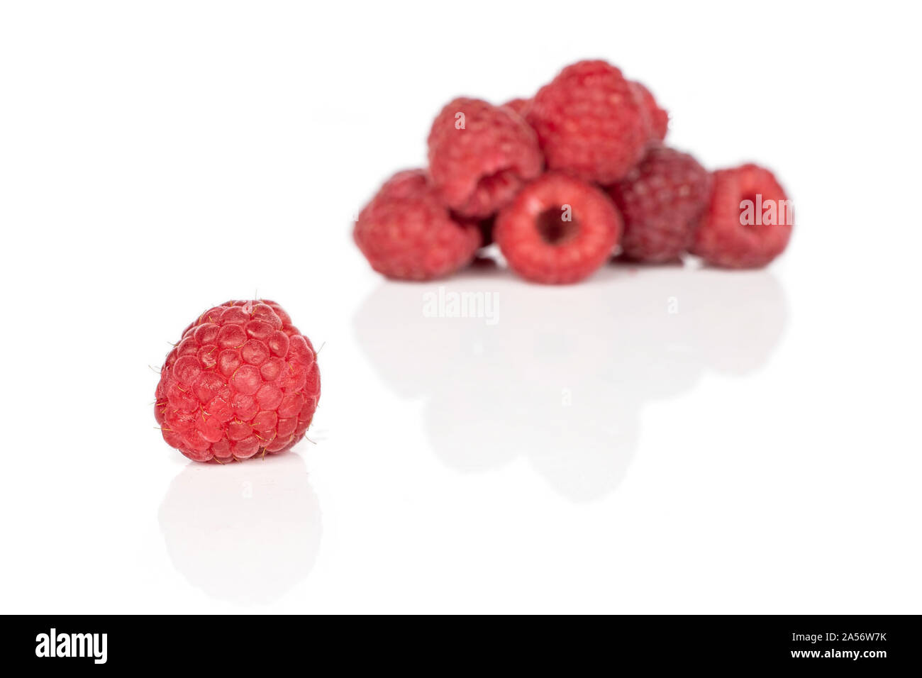 Lot of whole fresh red raspberry isolated on white background Stock ...