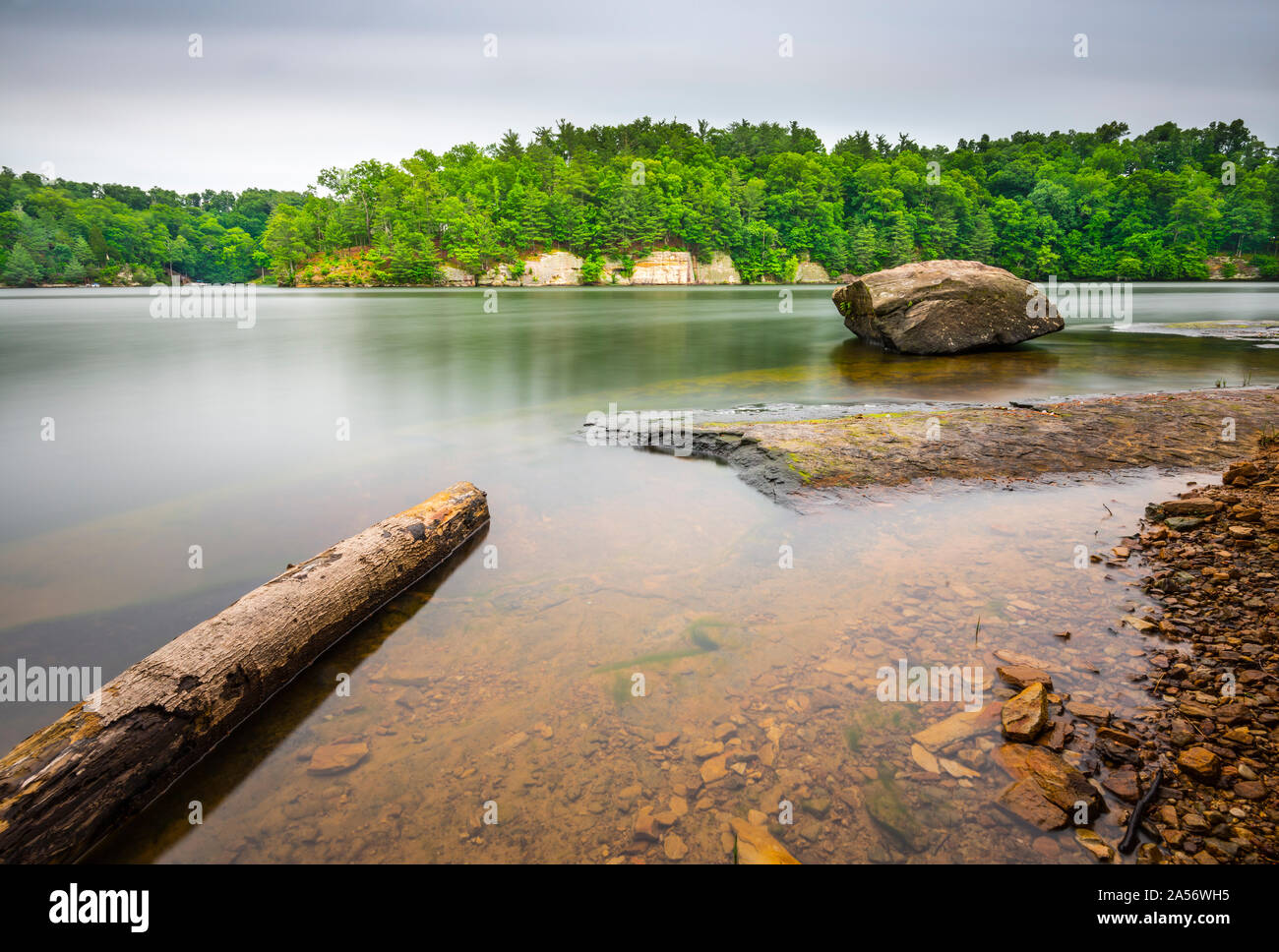Boulder and Log at Lake Malone State Park, KY Stock Photo - Alamy