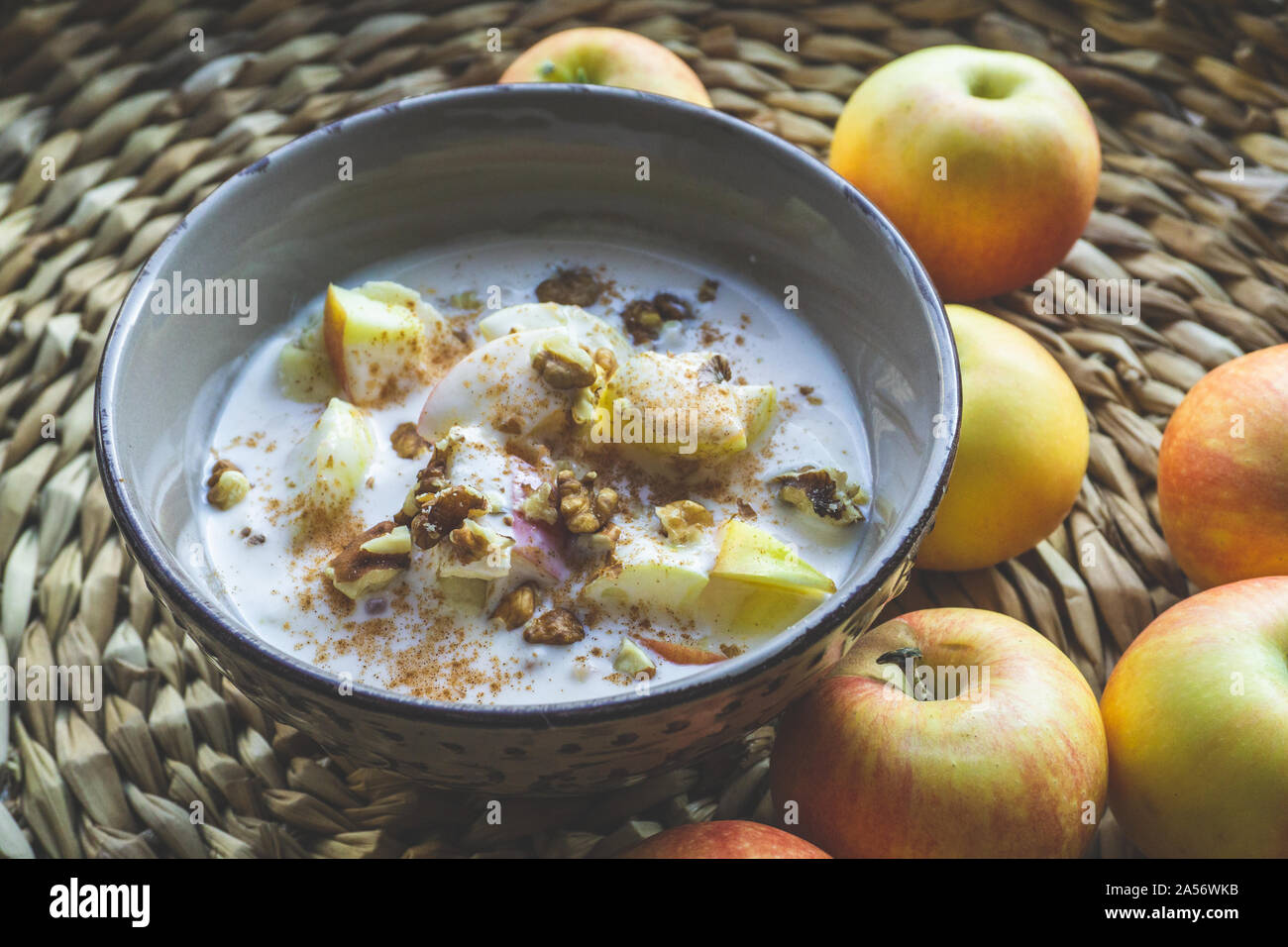 Morning breakfast. Yogurt, granola and fruit. Healthy eating concept ...