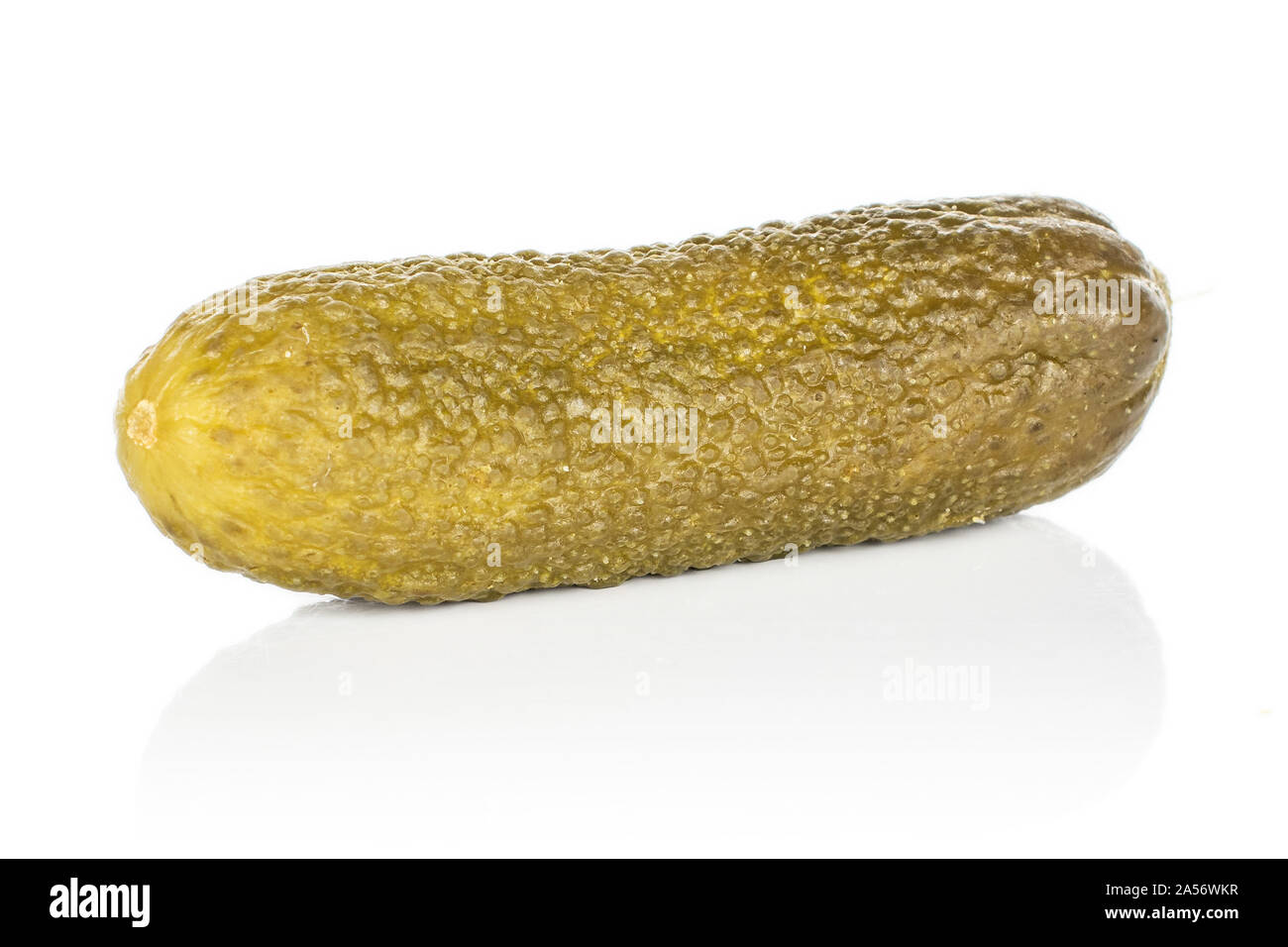 One whole sour green pickle isolated on white background Stock Photo ...