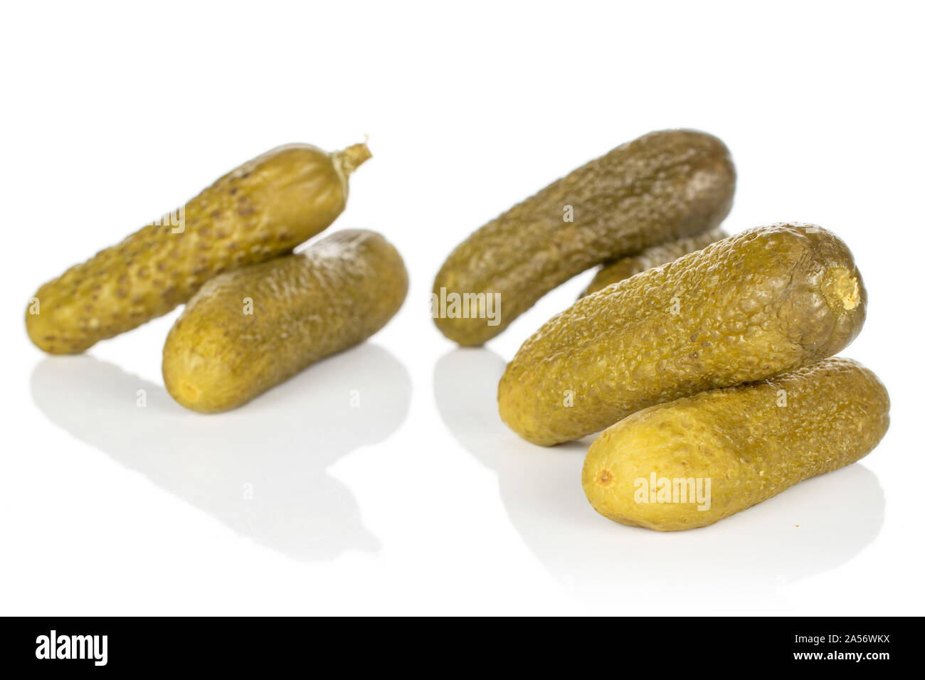 Group of six whole sour green pickle isolated on white background Stock ...