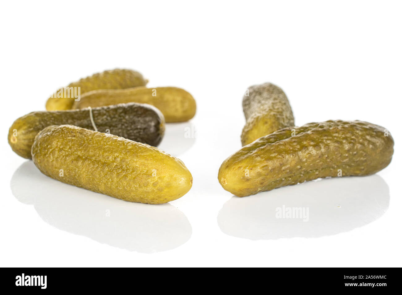 Group of six whole sour green pickle isolated on white background Stock ...