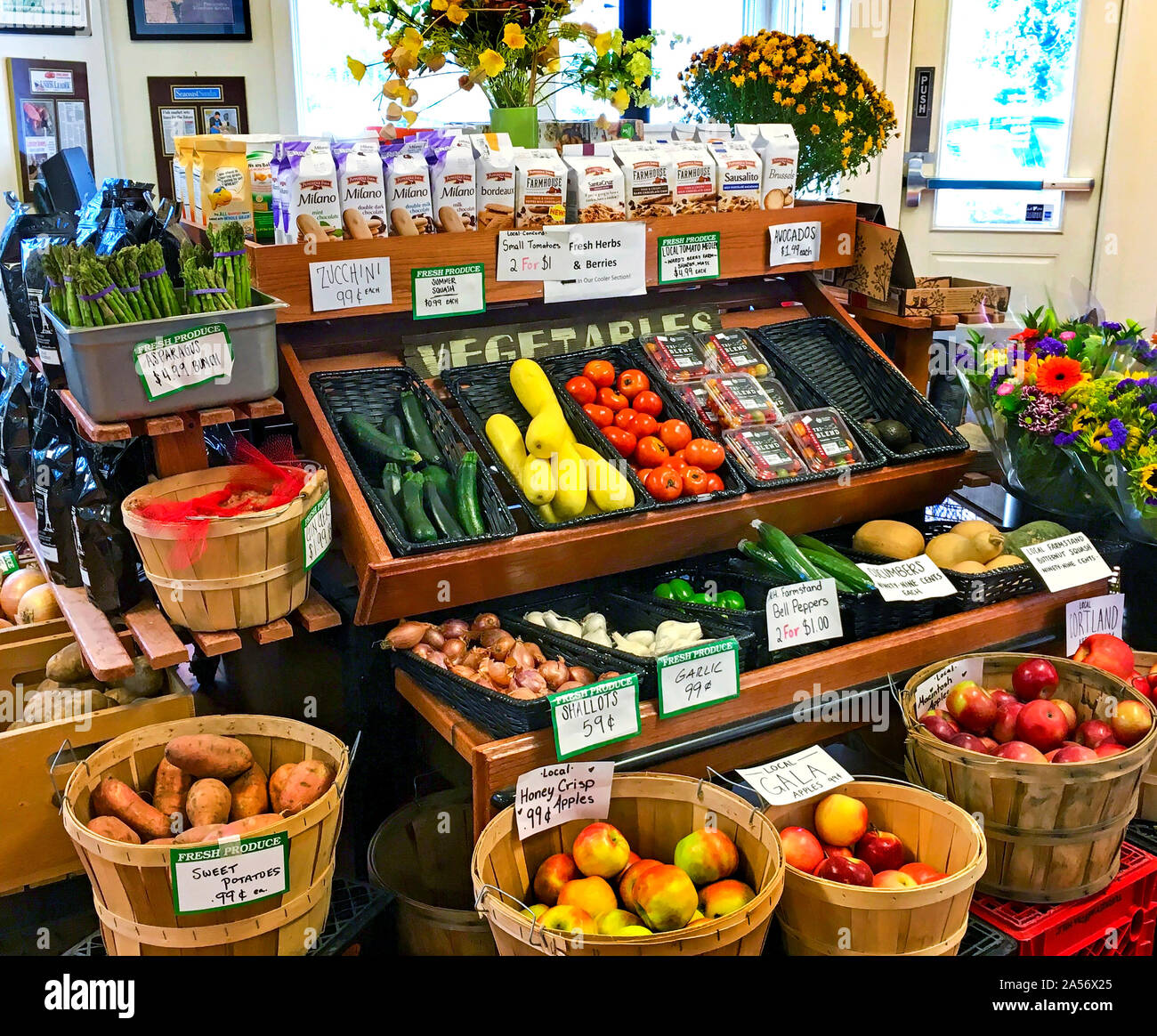 Portsmouth, NH / USA - Oct 17, 2018: Colorful fruits and vegetables are ...