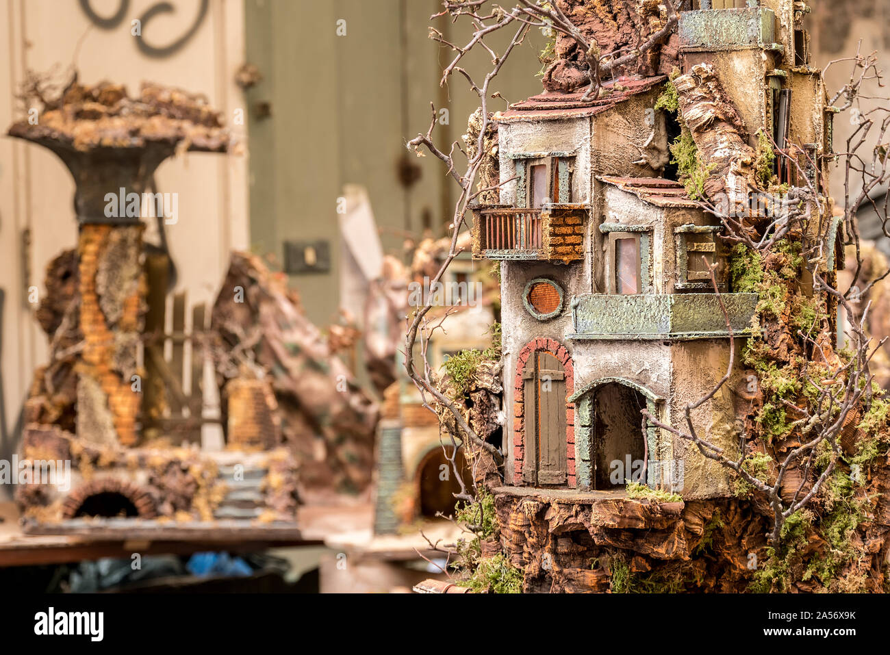 Handmade crib, a base for nativity scene Stock Photo - Alamy