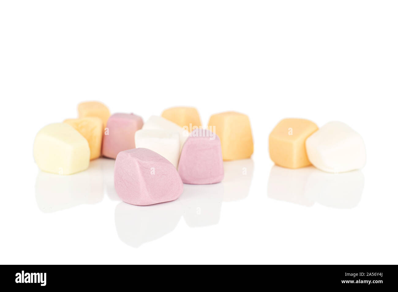 Lot of whole soft pastel candy isolated on white background Stock Photo ...