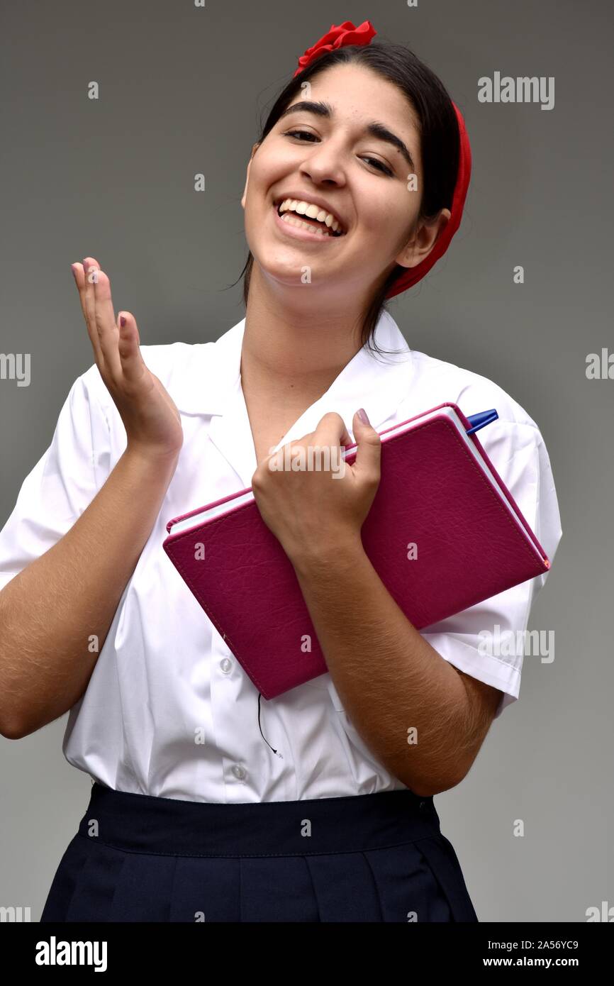 Happy Female Student Wearing Uniform Stock Photo - Alamy
