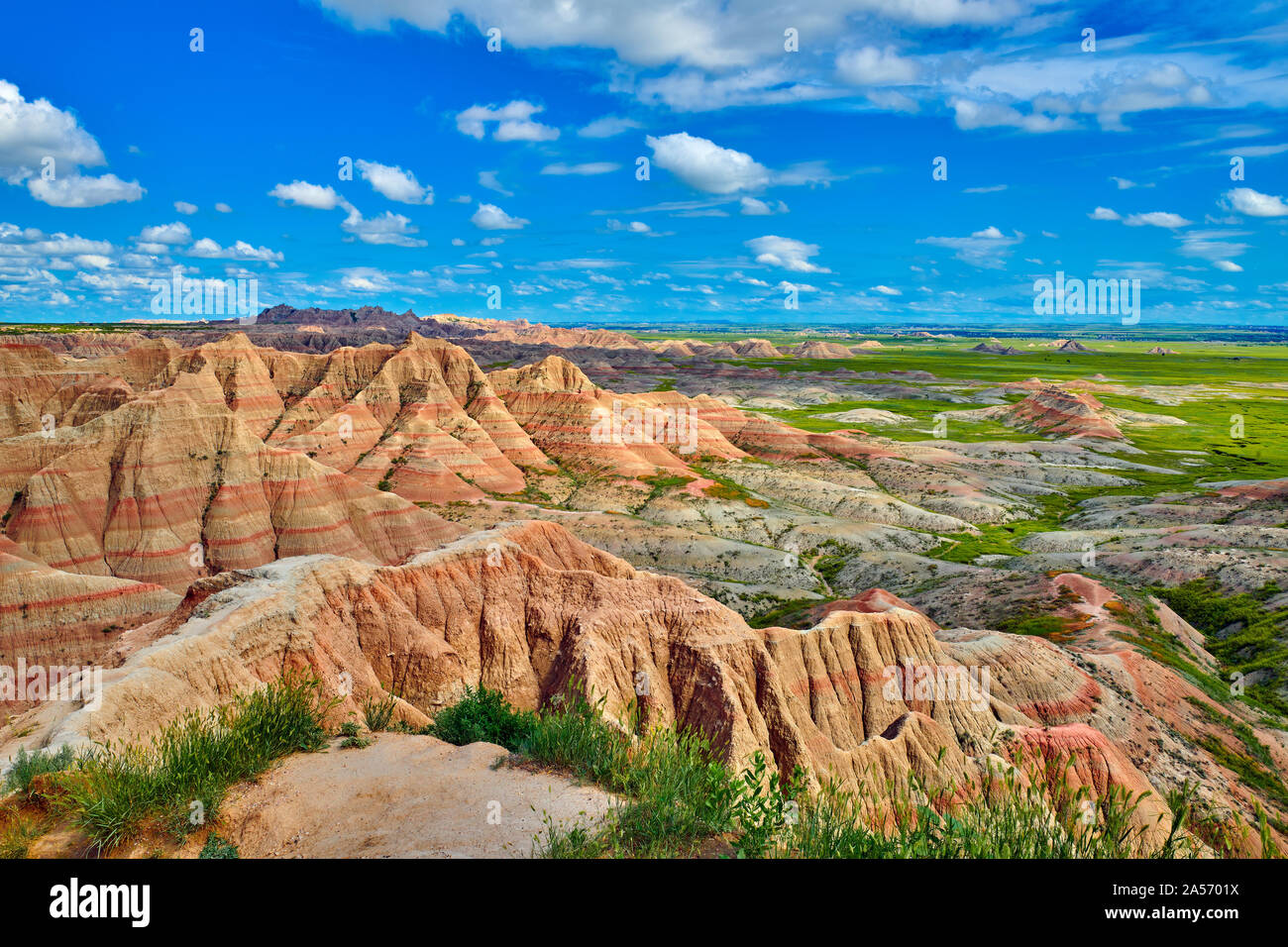 Colorful formations at Badlands National Park, South Dakota Stock Photo ...
