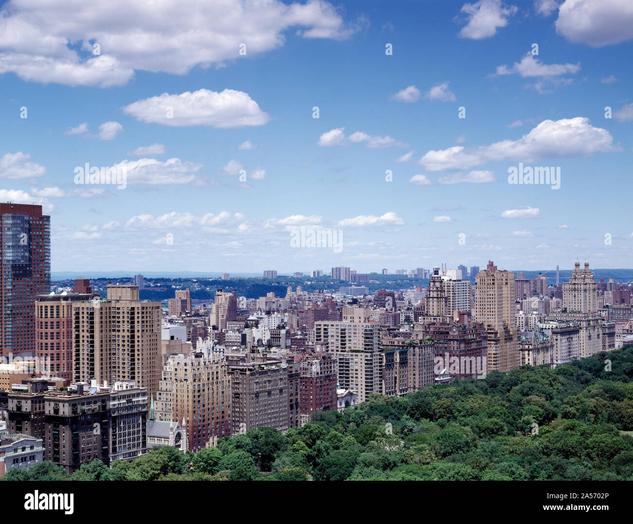 View of the west side of New York City from high above Central Park ...