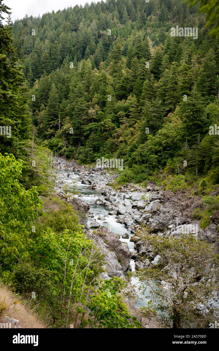 View of waterfall along scenic Route 101 in Northern California Stock ...