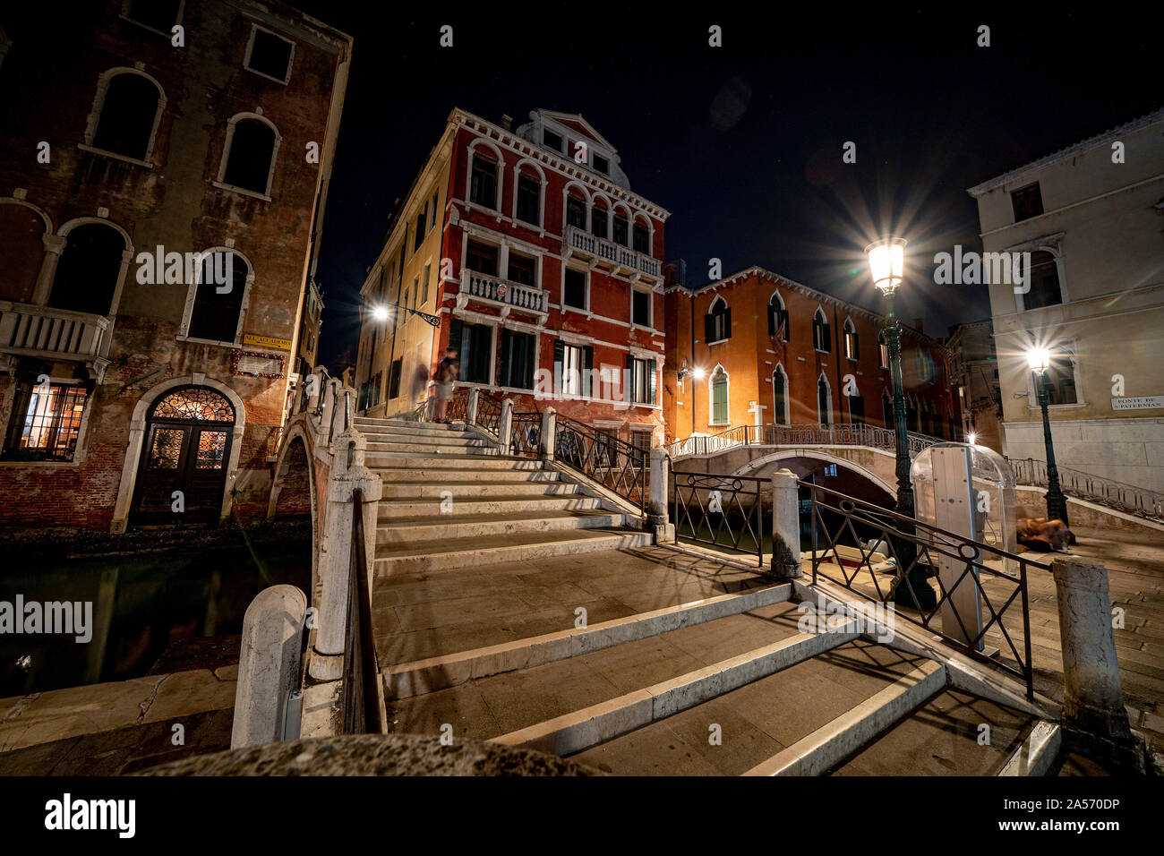 Venice night view cityscape bridge and channels Stock Photo - Alamy
