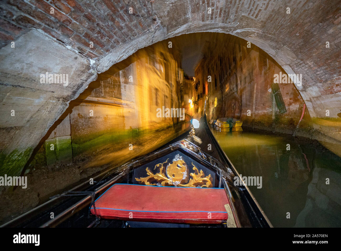 Venice Gondola channels tour at night Stock Photo - Alamy