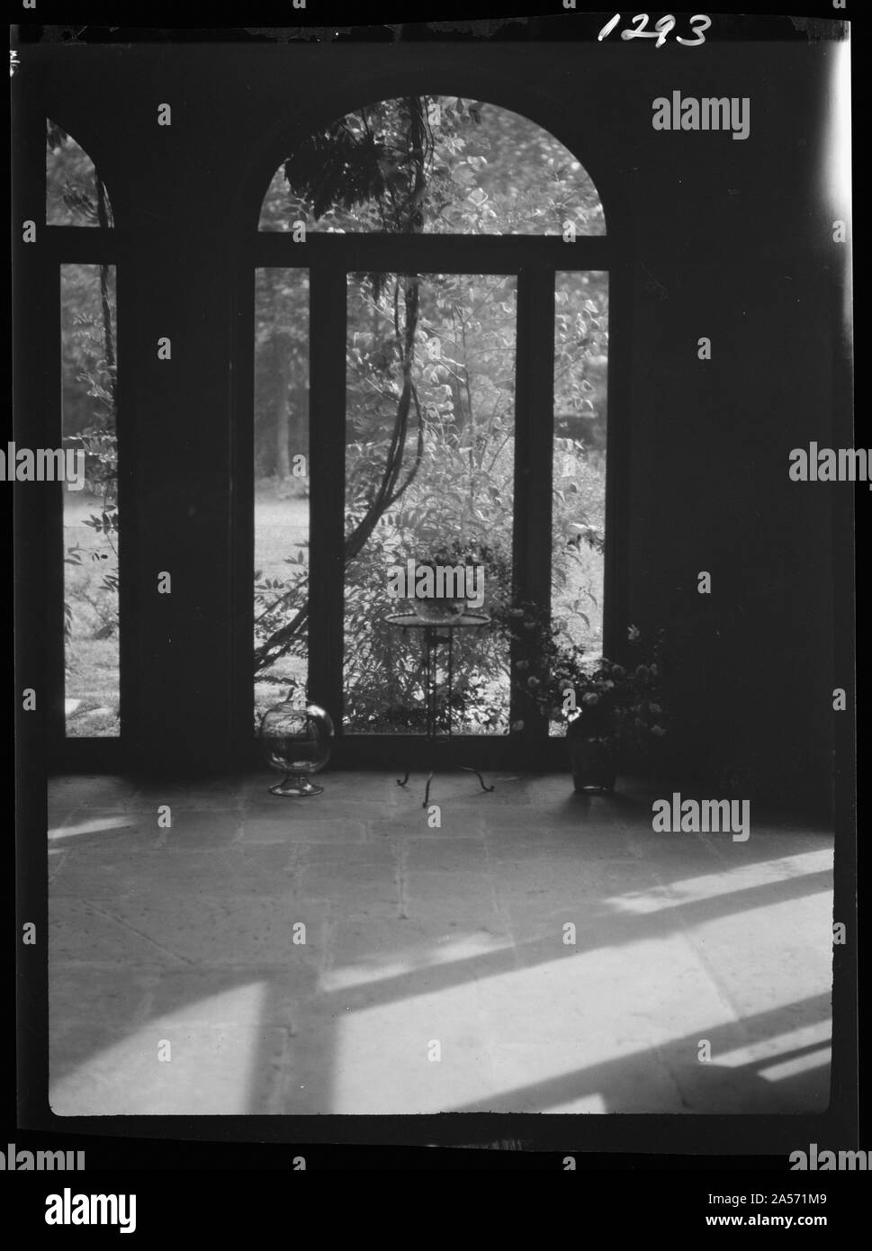 View through arched window Black and White Stock Photos & Images - Alamy