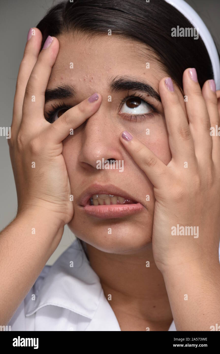 Stressed Cute Colombian Youth Stock Photo - Alamy