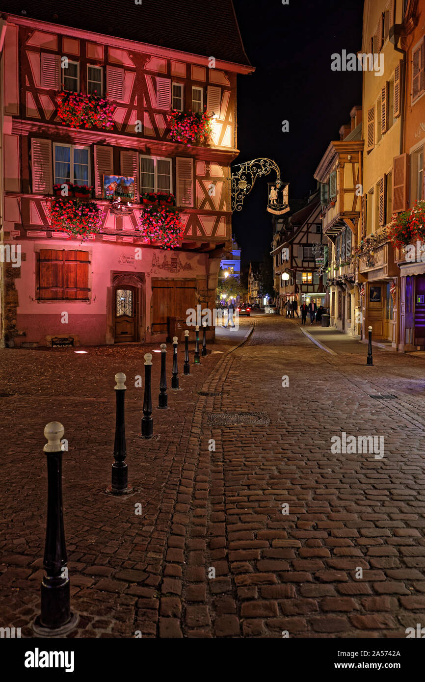 COLMAR, FRANCE, October 11, 2019 : Old typical streets of Colmar at ...