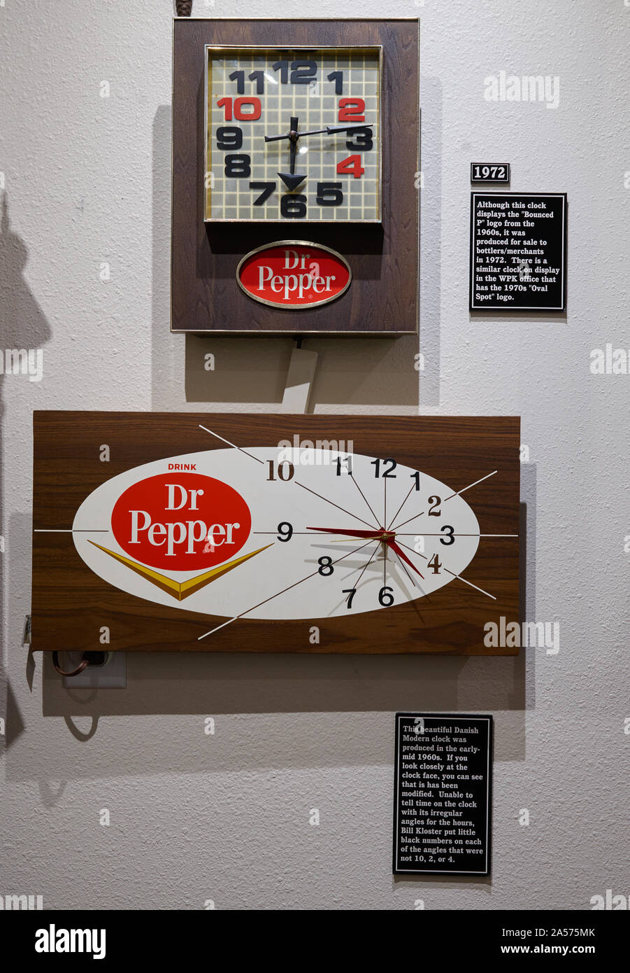 Vintage advertising clocks at the Dublin Bottling Works and W.P ...