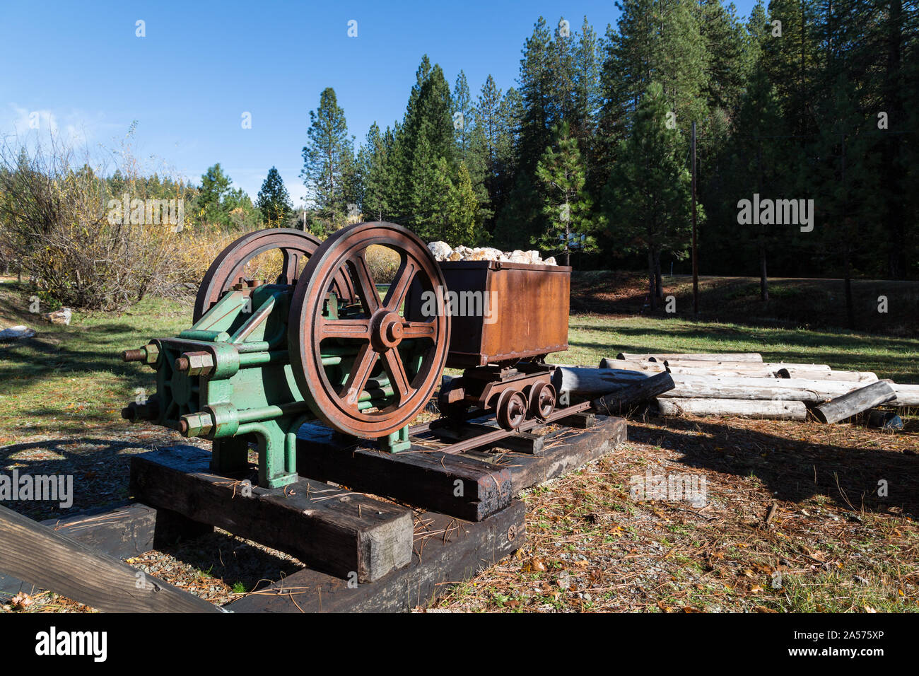 Vintage mining equipment, part of a local landowner's display of old ...