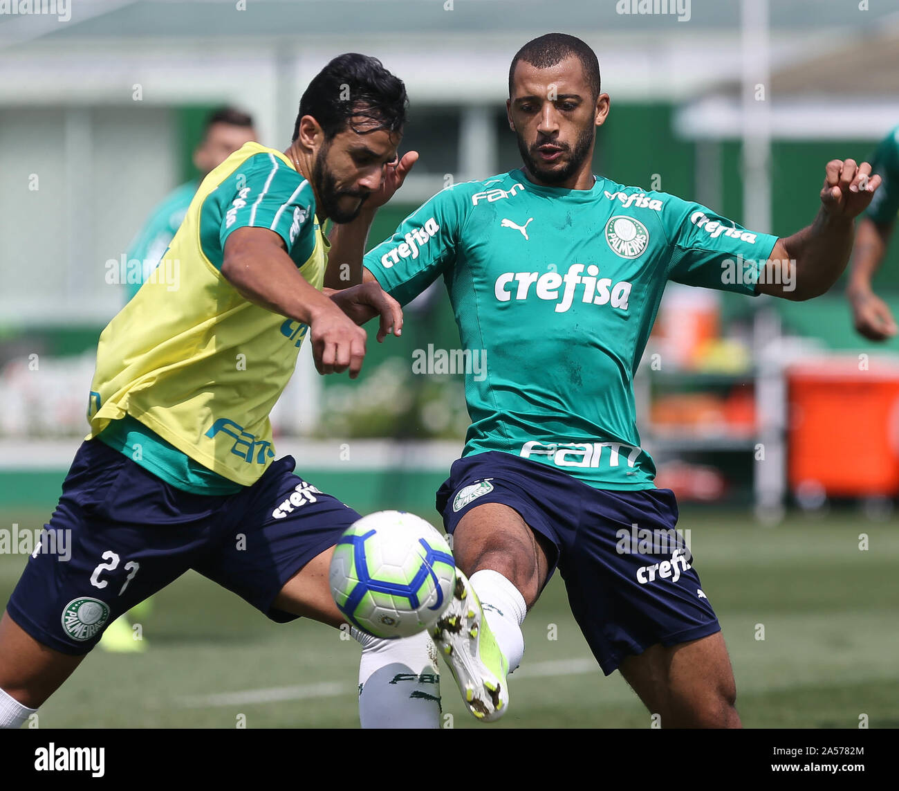 SÃO PAULO, SP - 18.10.2019: TREINO DO PALMEIRAS - The players Henrique ...