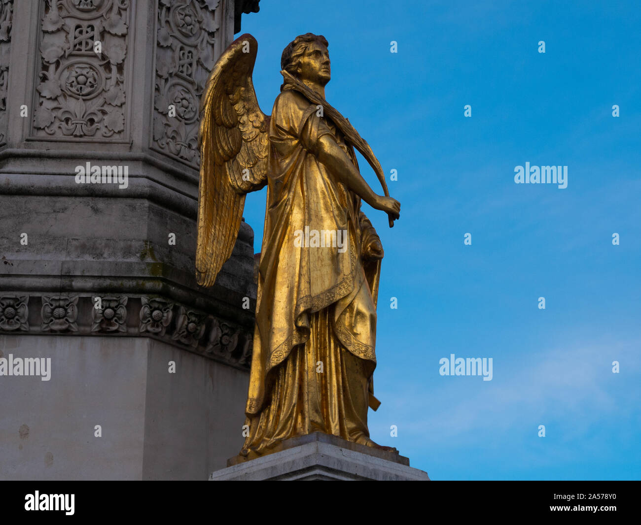 Historical golden angle statue located in Zagreb,Croatia Stock Photo ...