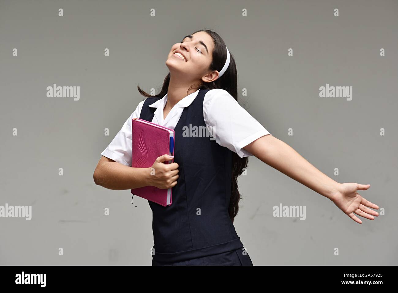 Free Girl Student With Notebook Stock Photo - Alamy